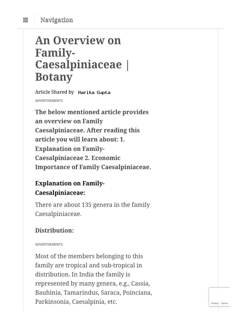 Overview of Caesalpiniaceae Family | PDF | Petal | Biology
