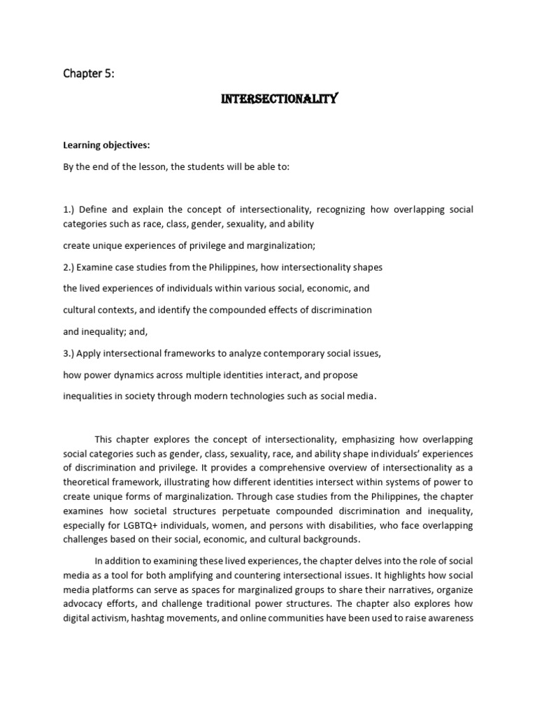 Chapter 5intersectionality | PDF | Intersectionality | Gender Studies