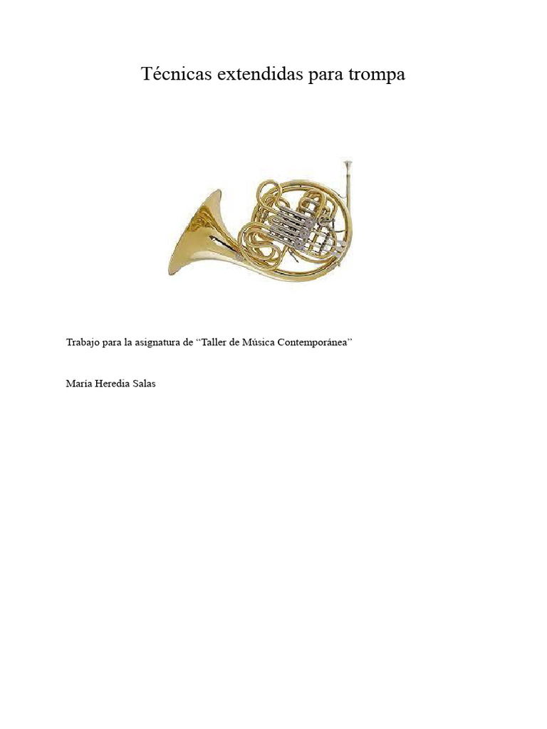 Trabajo Técnicas Extendidas para Trompa | PDF | Cuerno francés | Acorde (Música)