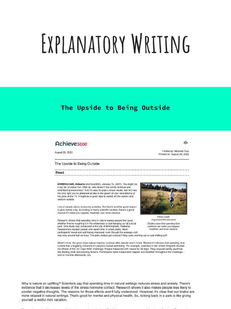 The Upside to Being Outside | PDF