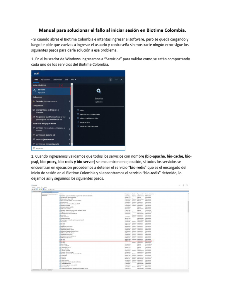 Manual para Solucionar El Fallo Al Iniciar Sesión en Biotime Colombia | PDF | Archivo de ...