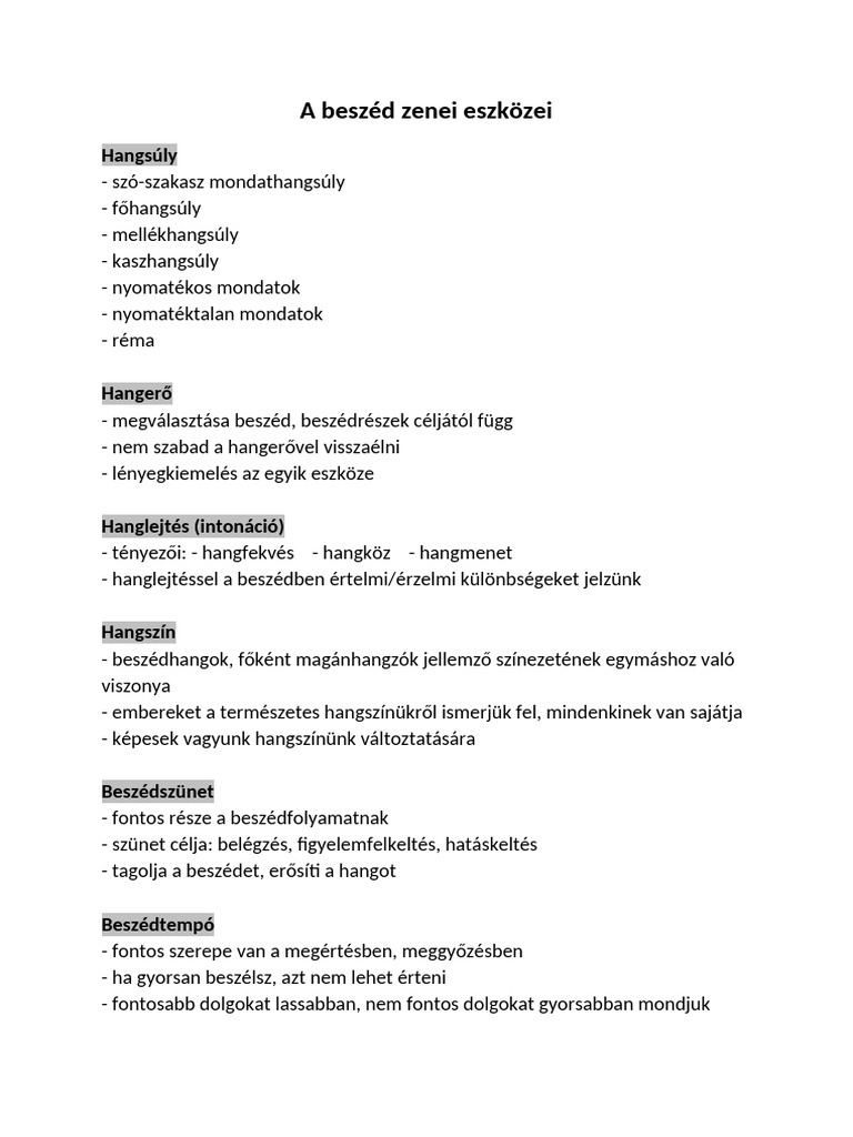 A Beszéd Zenei Eszközei | PDF