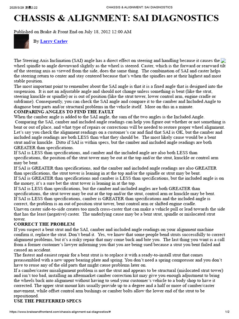 Chassis & Alignment - Sai Diagnostics | PDF | Vehicle Technology ...