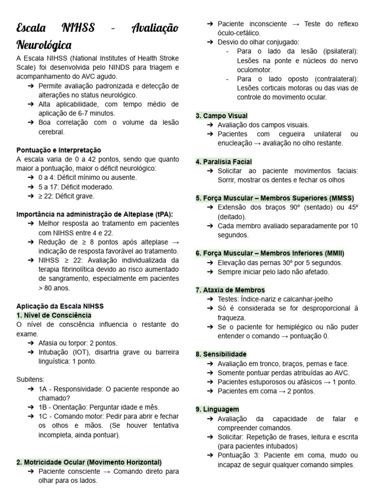 Escala Nihss | PDF | Sistema visual | Especialidades médicas