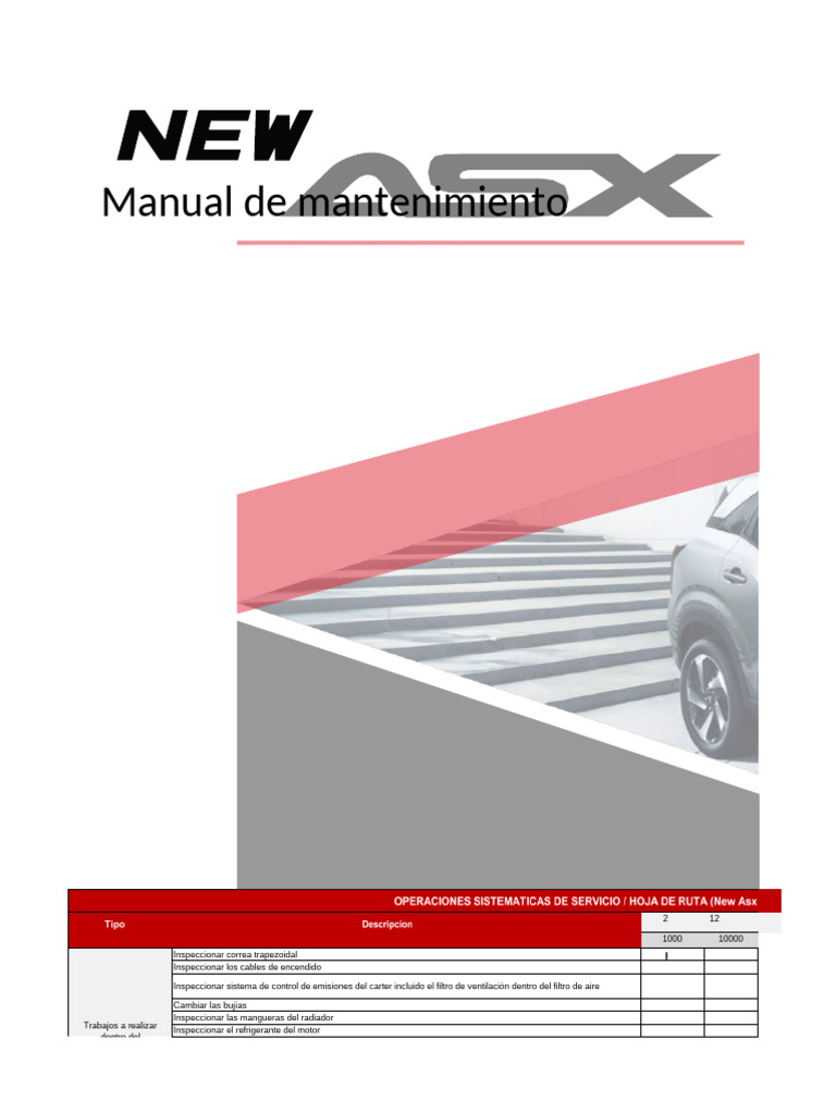 Manual de Mantenimiento Mitsubishi ASX 2024 | PDF | Transmisión ...