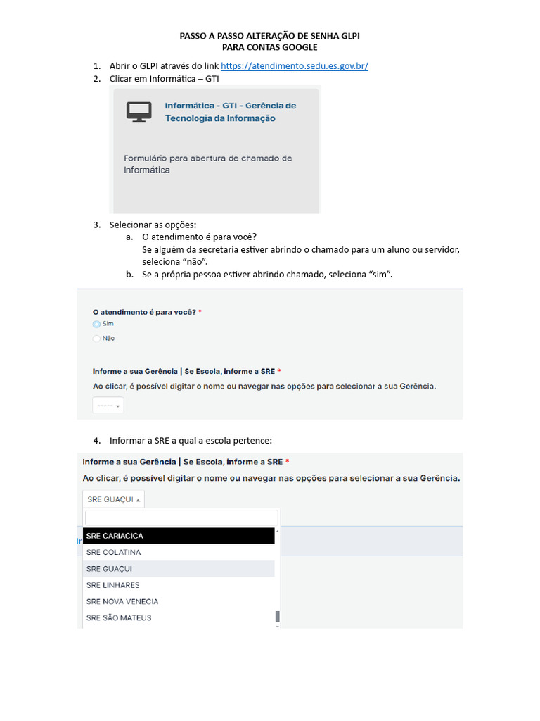 Passo A Passo Chamado GLPI | PDF