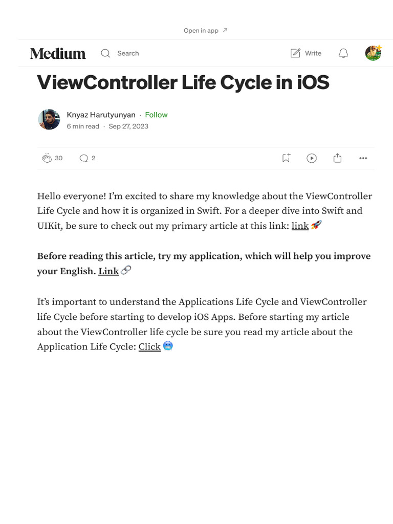 ViewController Life Cycle in iOS. Hello everyone! I’m excited to share my… _ by Knyaz ...