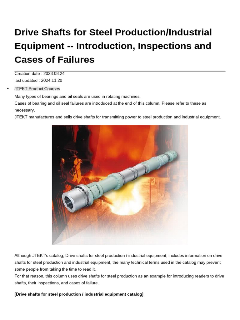 Drive Shafts: Inspections & Failure Cases | PDF | Axle | Bearing ...