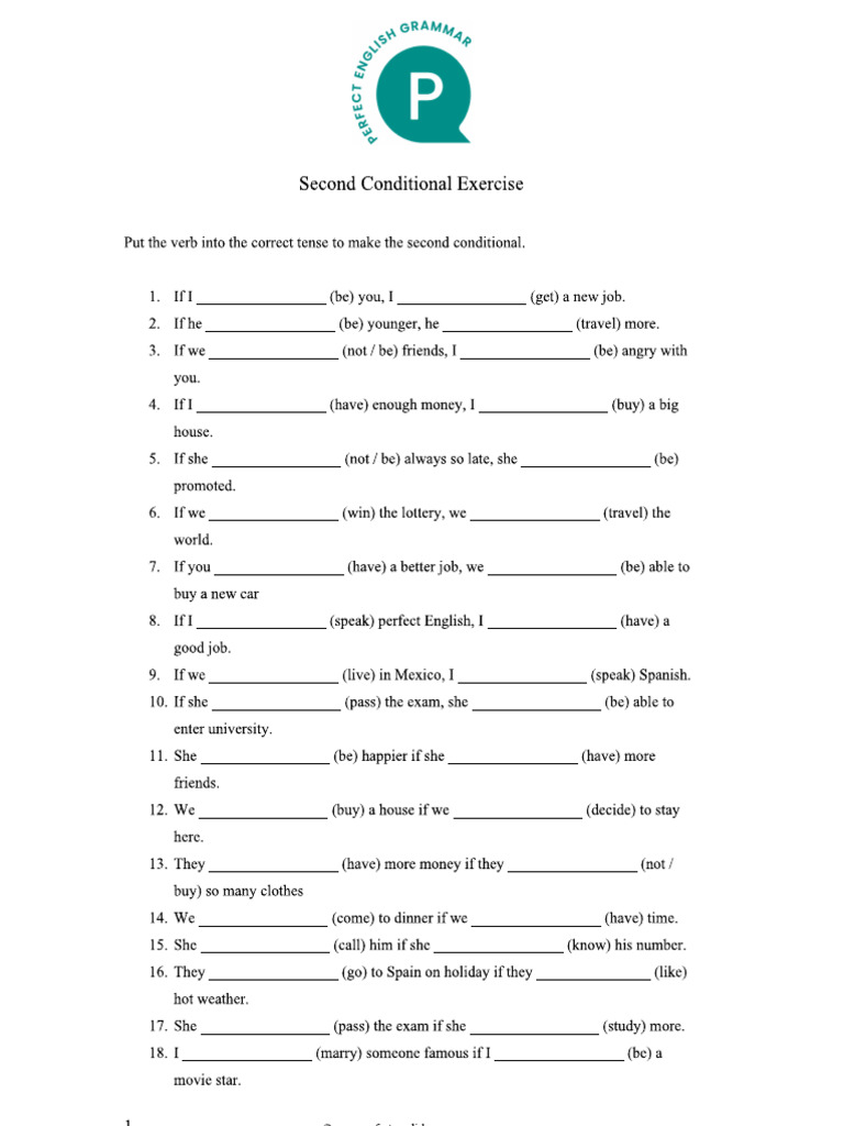 Second Conditional Exercises 1 | PDF