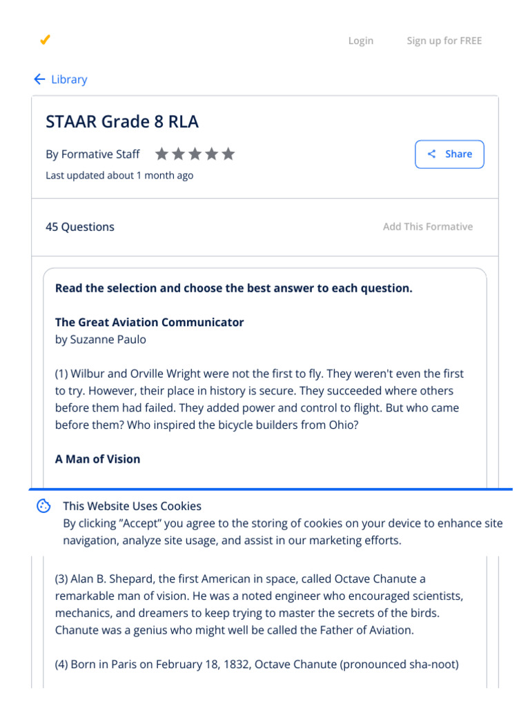 STAAR Grade 8 RLA - Formative Staff | Library | Formative | PDF ...