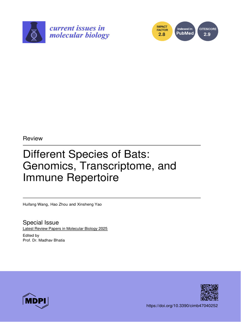 Different Species of Bats: Genomics, Transcriptome, and Immune ...