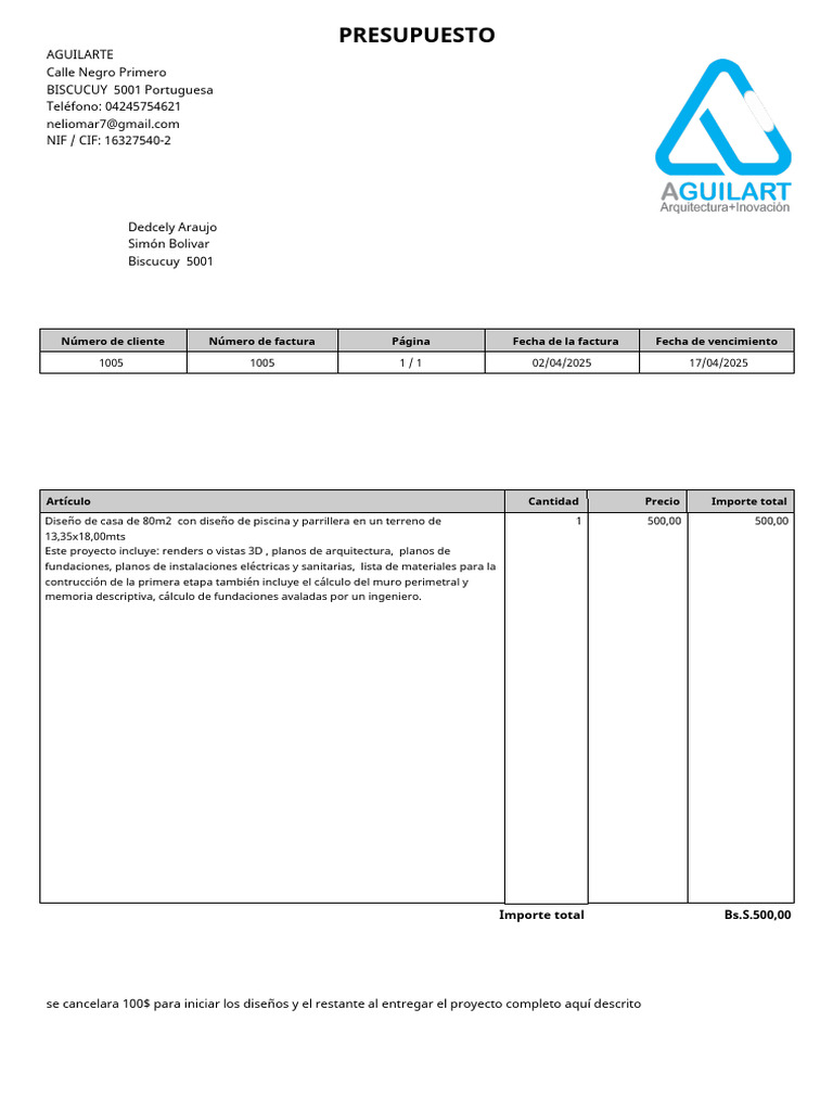 Presupuesto - 1005 | PDF