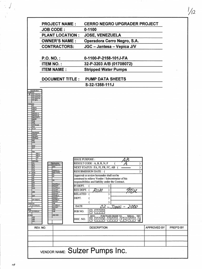 Data Sheet & Sectional Pump | PDF