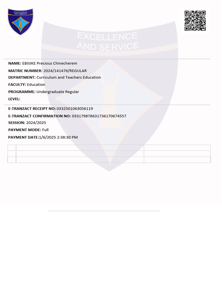 Student Receipt | PDF