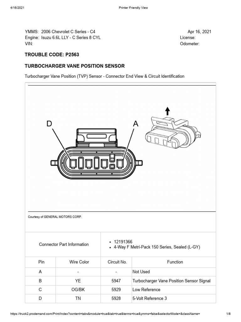 2006 Chevrolet 6.6 P2563 Connection and Pinouts | PDF | Relay | Machines