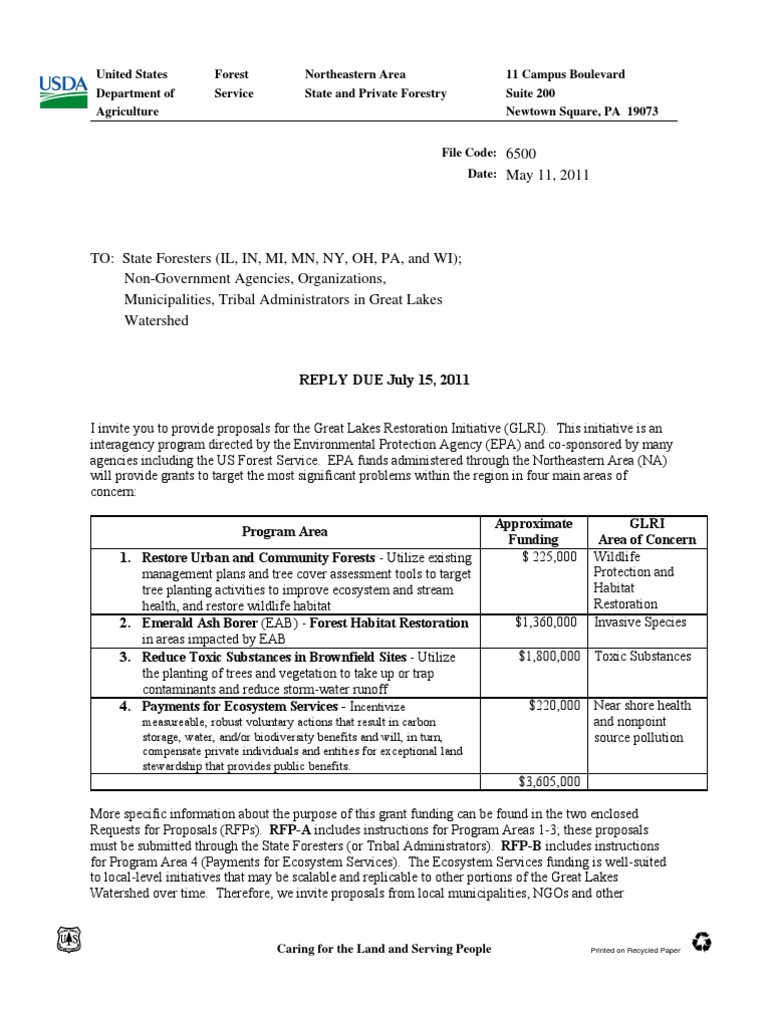 GLRIFY2011 Final RFPCover Letter | PDF | United States Environmental ...