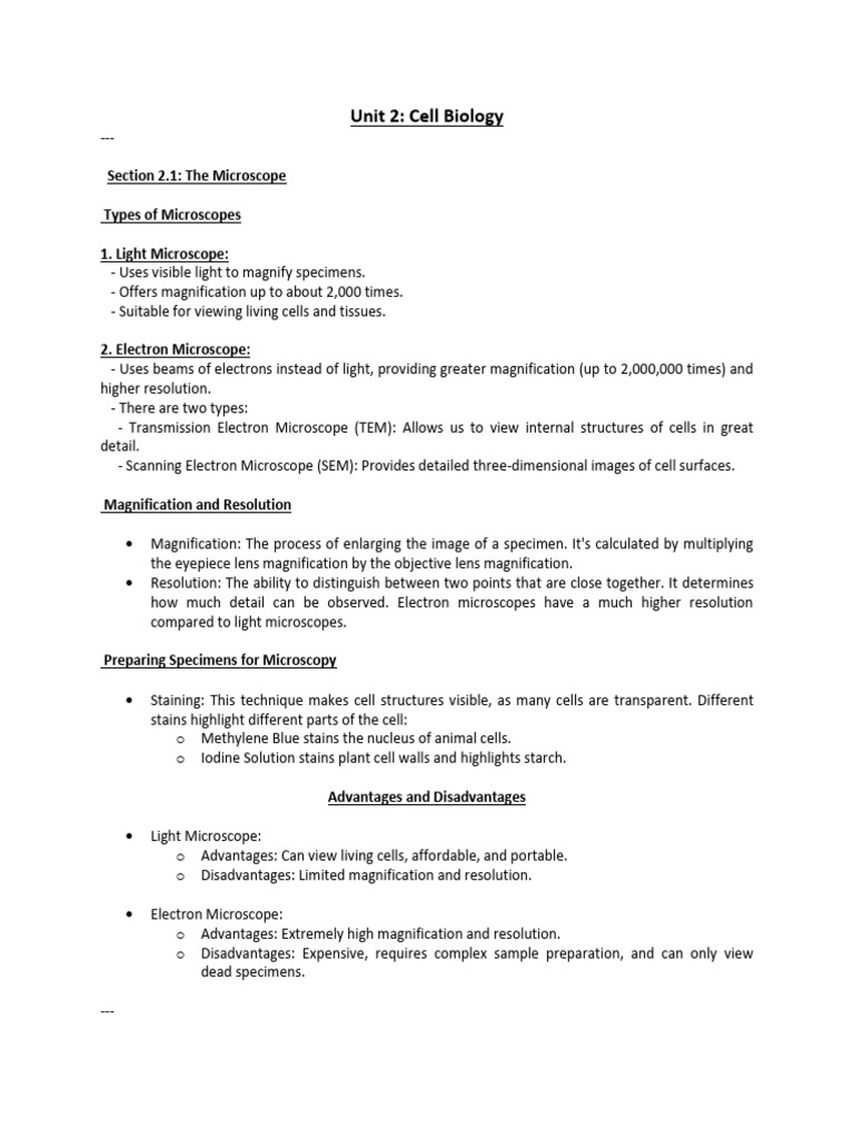 Understanding Cell Biology and Microscopy | PDF | Microscope | Cell ...