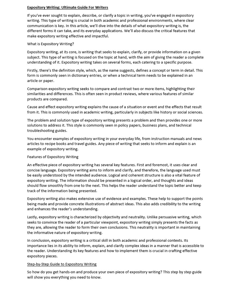 A Guide To Expository Writing | PDF | Essays | Learning