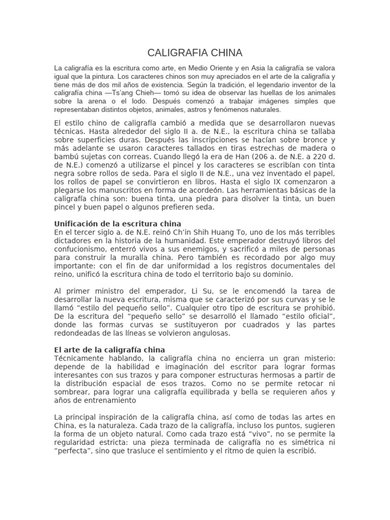 Historia y Arte de la Caligrafía China | PDF | Temblores | Caligrafía