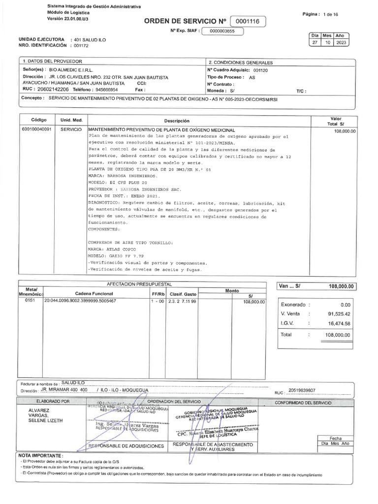 orden de servicio planta de oxigeno ILO (2)_250406_092628 | PDF