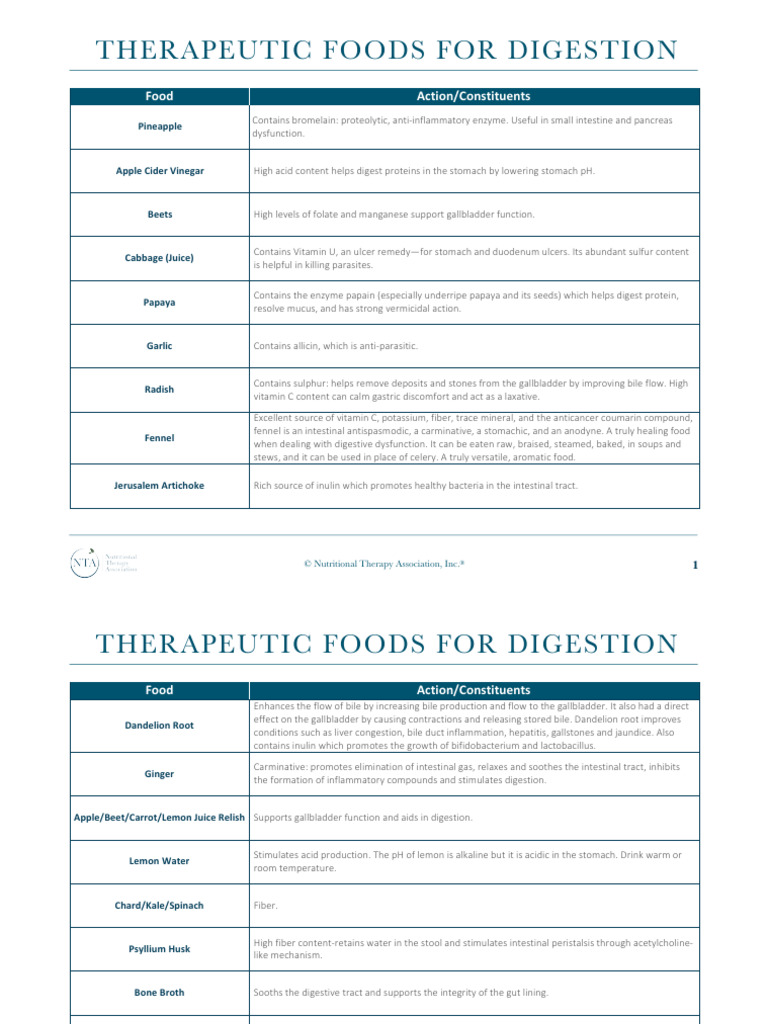 Digestive Health: Therapeutic Foods Guide | PDF | Digestion ...