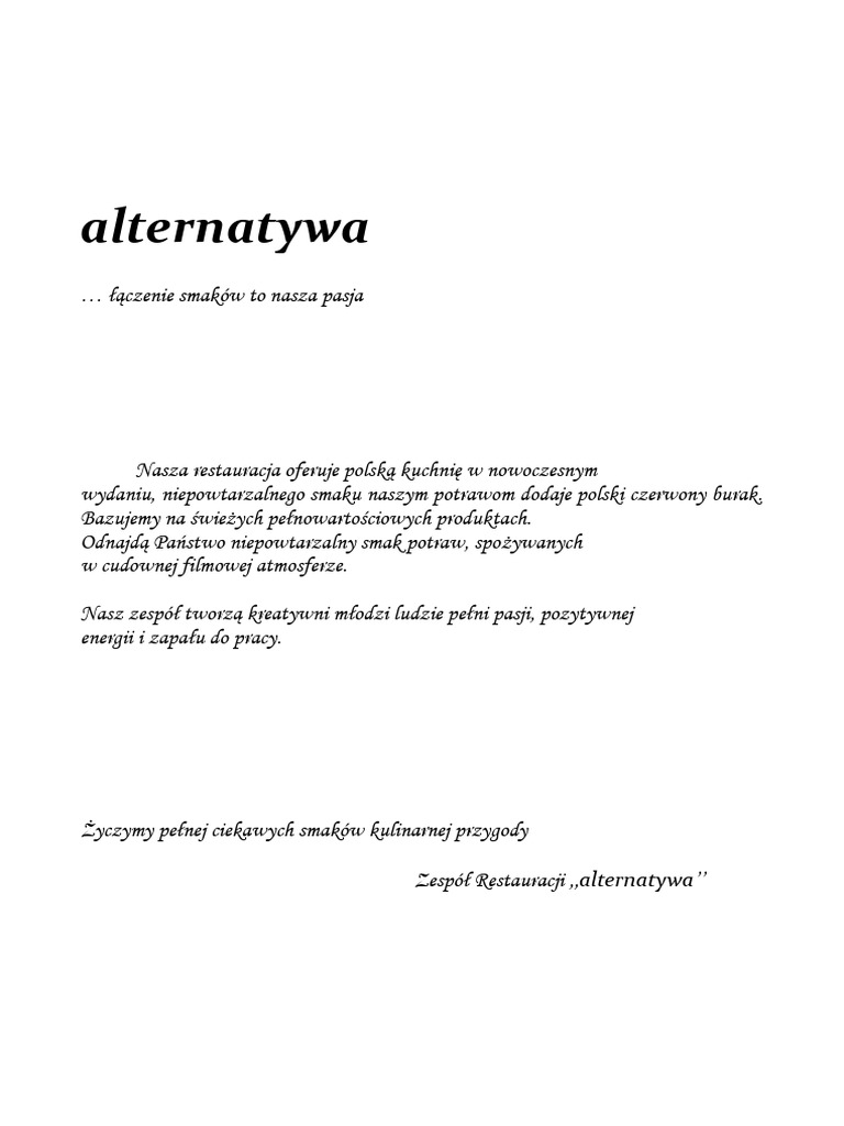 Alternatywa MENU Alternatywa Start Final 1 | PDF