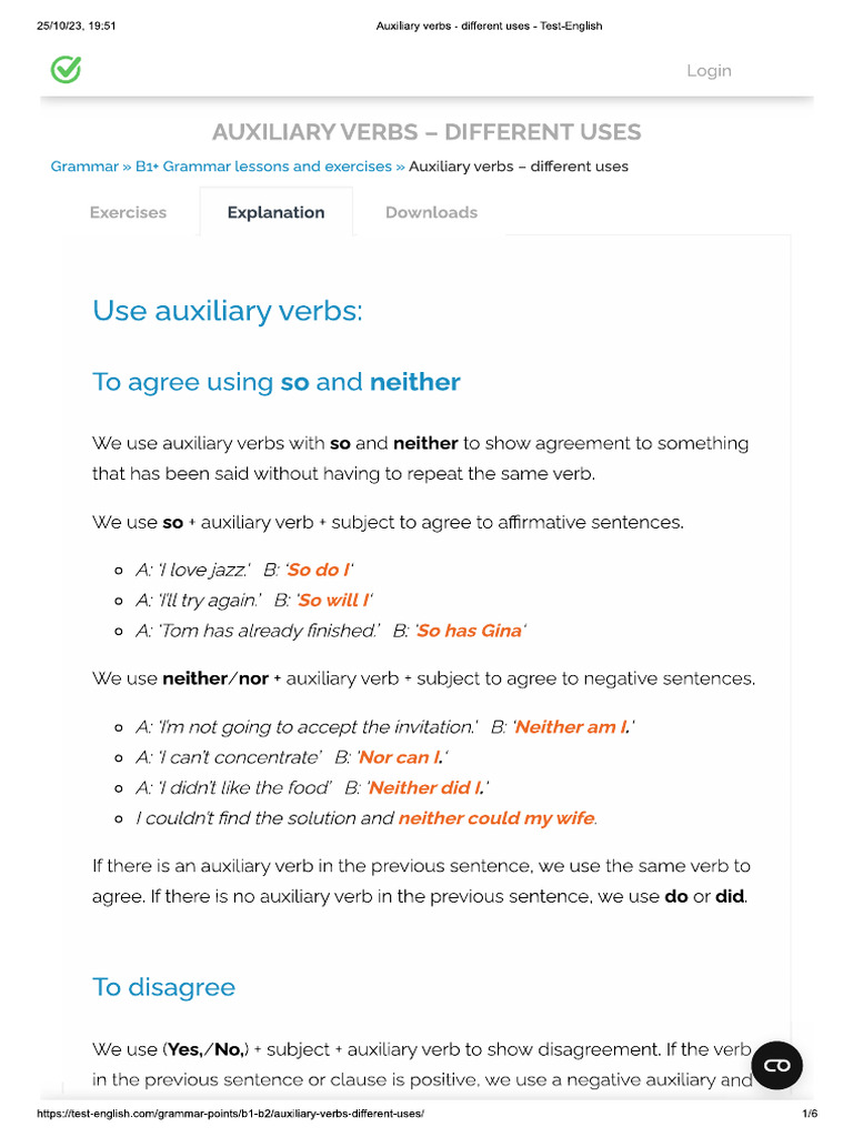 Auxiliar Verbs Notes | PDF