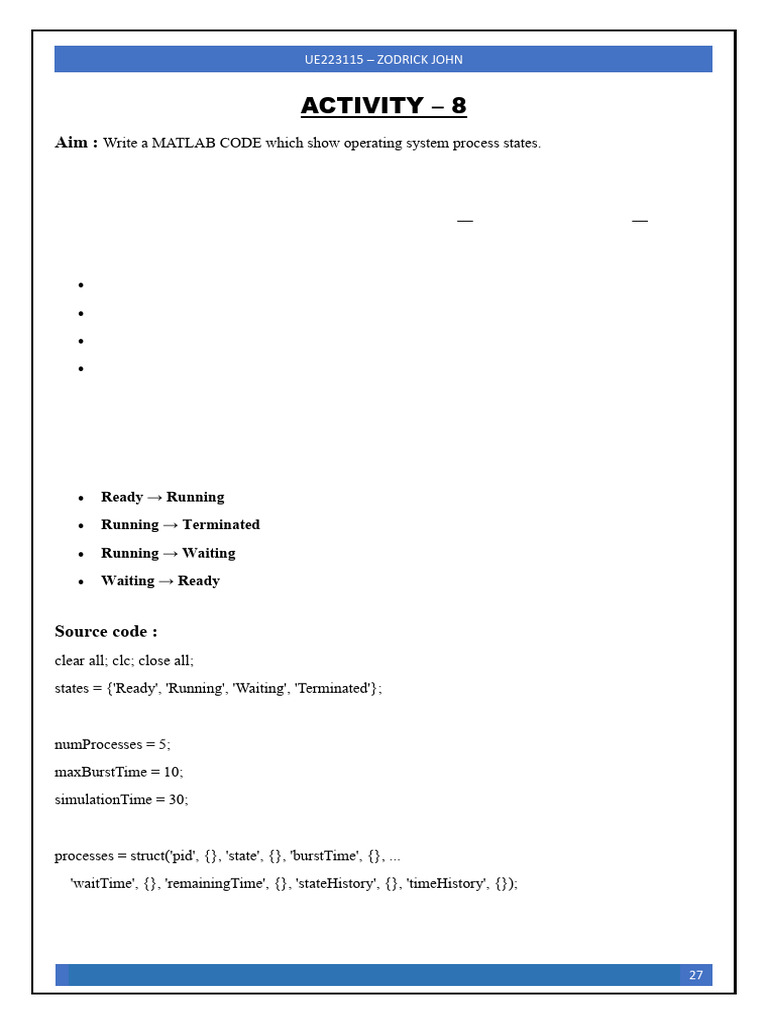 UE223115 - Zodrick John (Exp - 8) | PDF | Computer Engineering | System Software