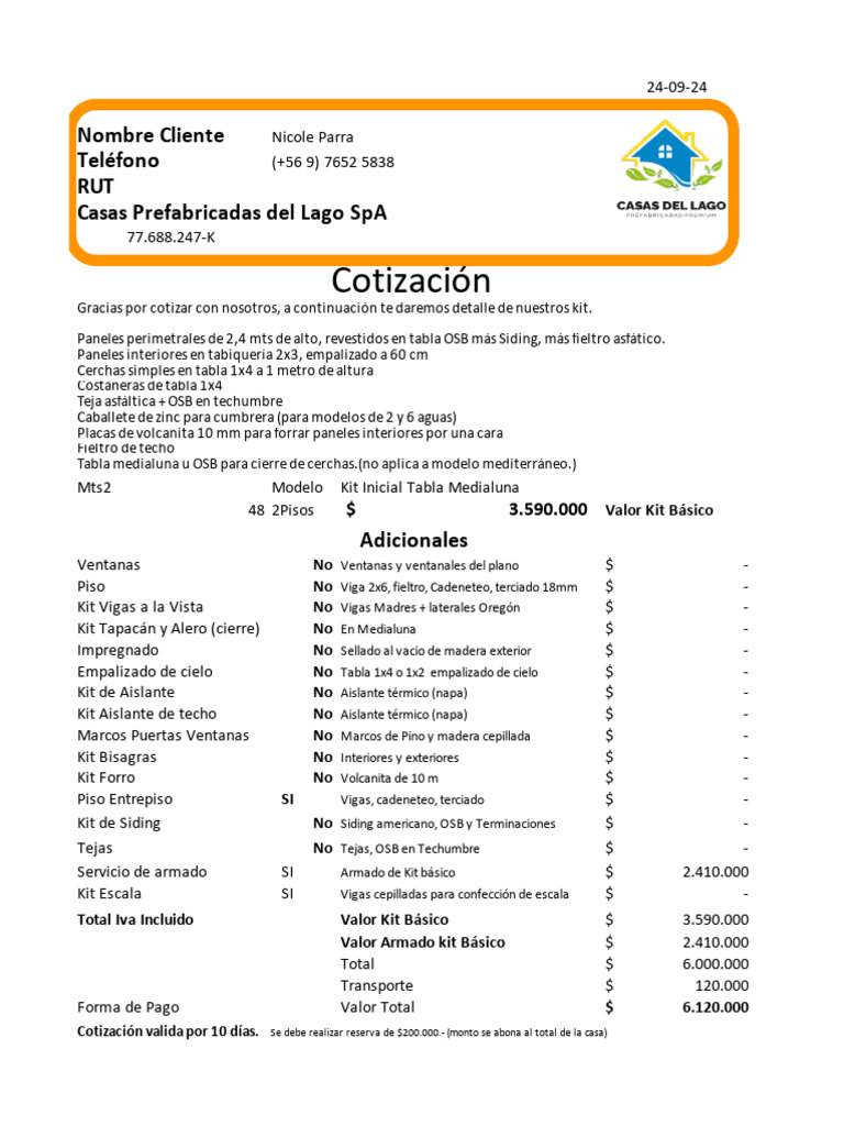 Cotización Nicole Parra | PDF | edificio | Ingeniería estructural