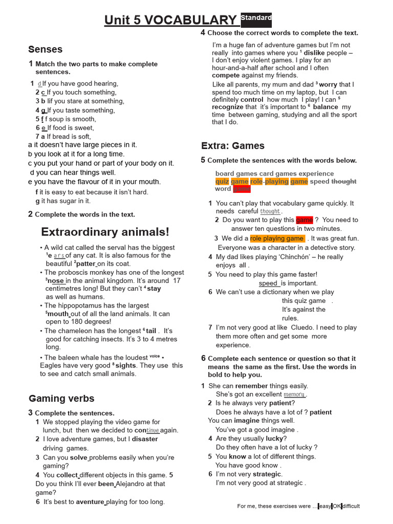 Synchronize2_TRB_worksheets_Unit_5_standard_vocabulary | PDF