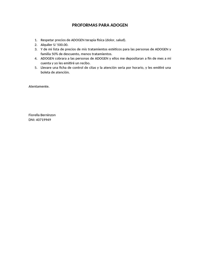 Proformas para Adogen | PDF