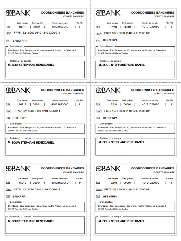 Rib Bforbank Rib Bour Stephane | PDF