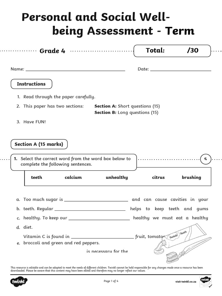 Grade 4 Well-being Assessment Guide | PDF | Mosque | Worship