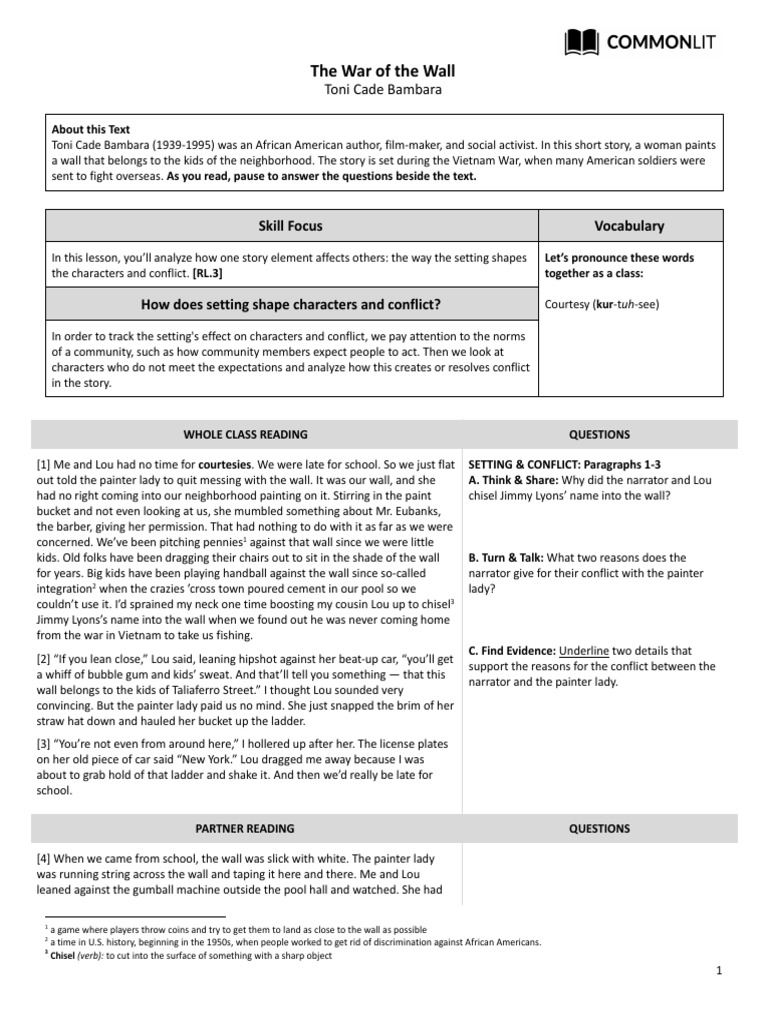 7G U1 Outsiders - "The War of The Wall" - Student Copy - 20-21 - v1 | PDF