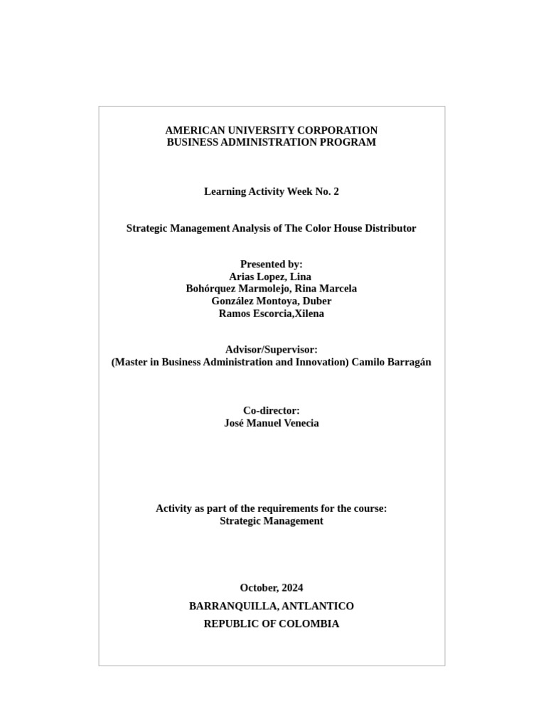 Week 2 Evaluation Activity Strategic Direction Analysis | PDF | Cost Of ...