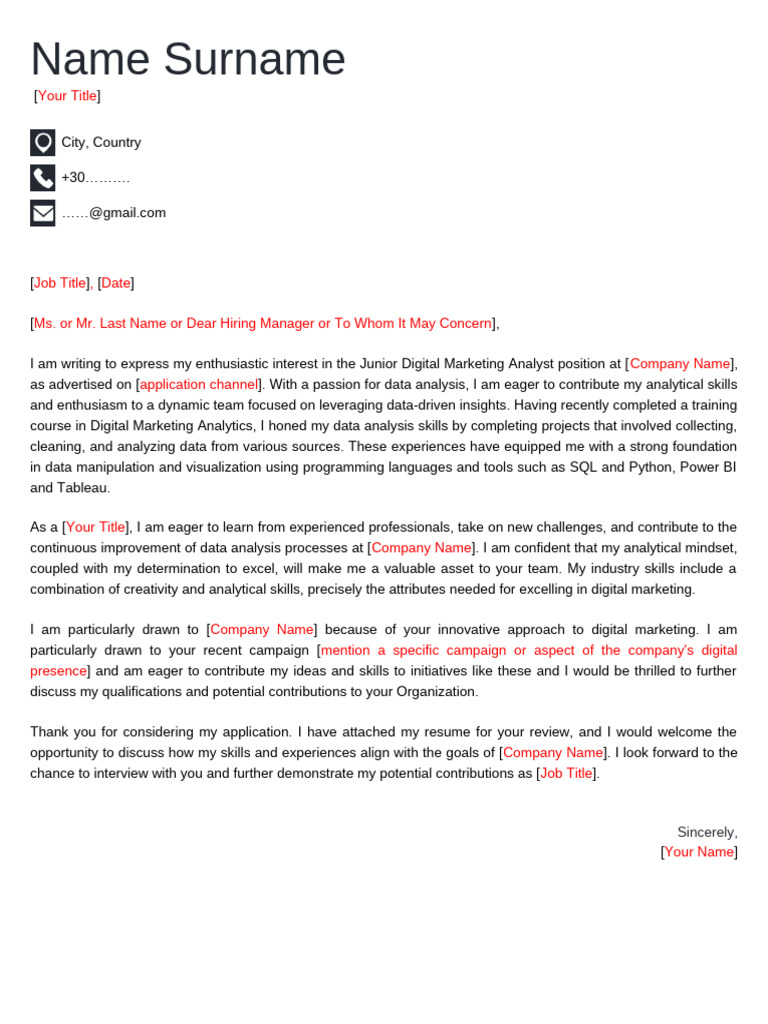 Cover Letter (Draft Digital Marketing) | PDF