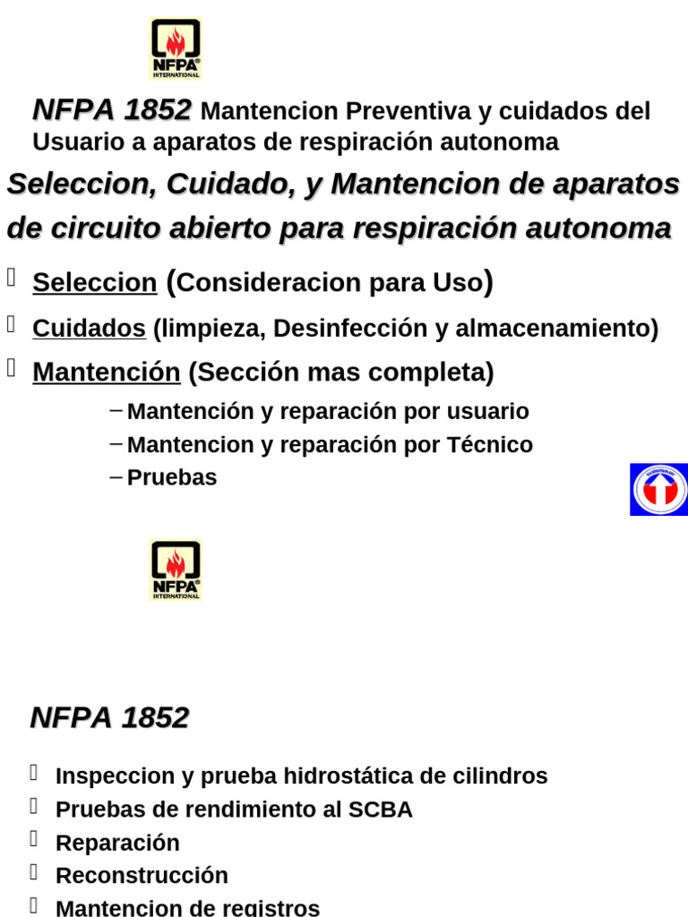 Pruebas y Mantenimiento de SCBA NFPA 1852 | PDF | Ciencias de la ...