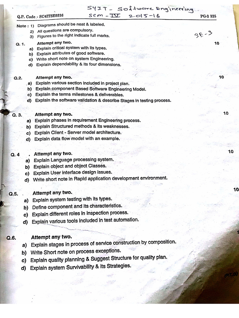 S.Y.I.T. Software Engineering Sem-IV 2015-16 | PDF