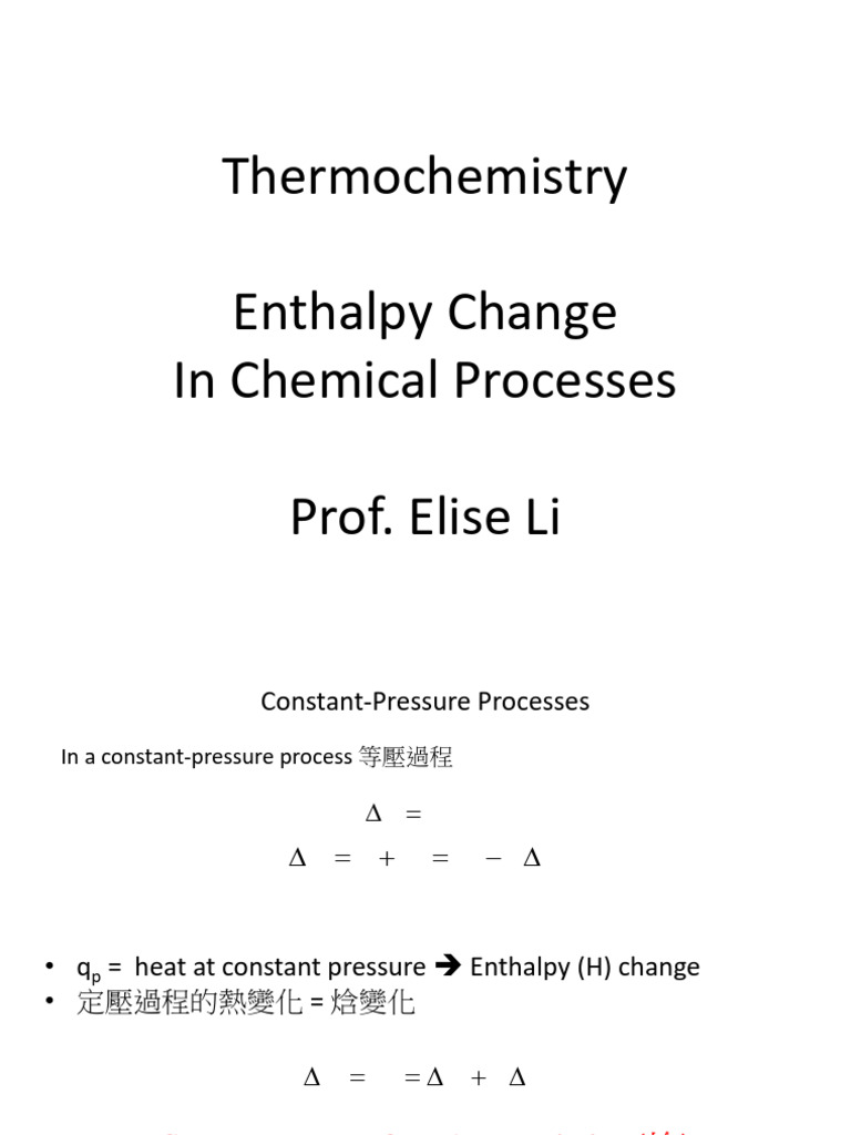 Thermochemistry - Enthalpy of Chemical Processes | PDF | Enthalpy ...