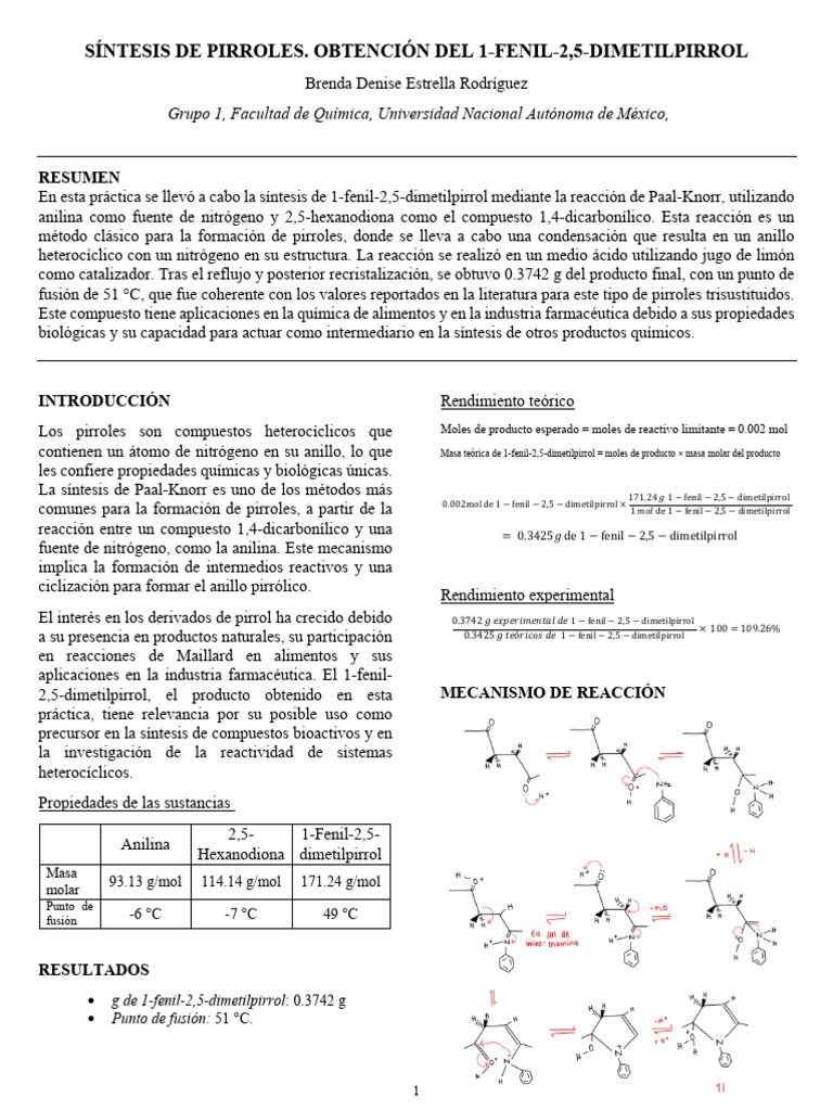 Síntesis de Pirroles | PDF | Química | Ciencias fisicas
