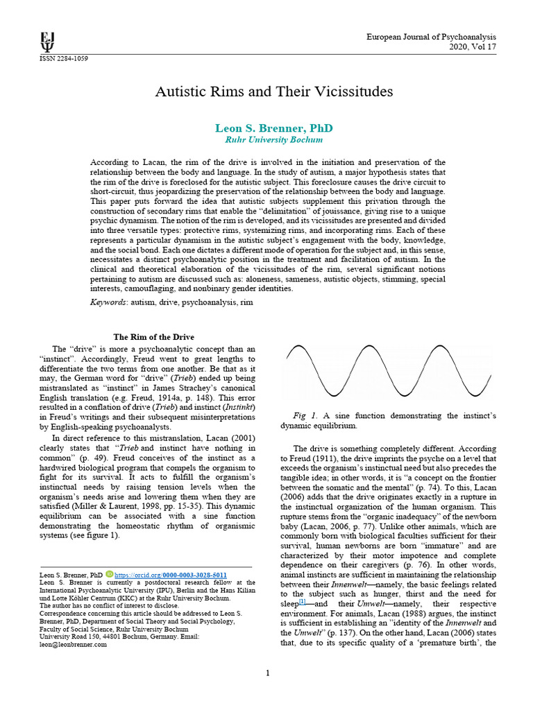 (2022) Brenner - Autistic Rims and Their Vicissitudes | PDF | Jacques ...