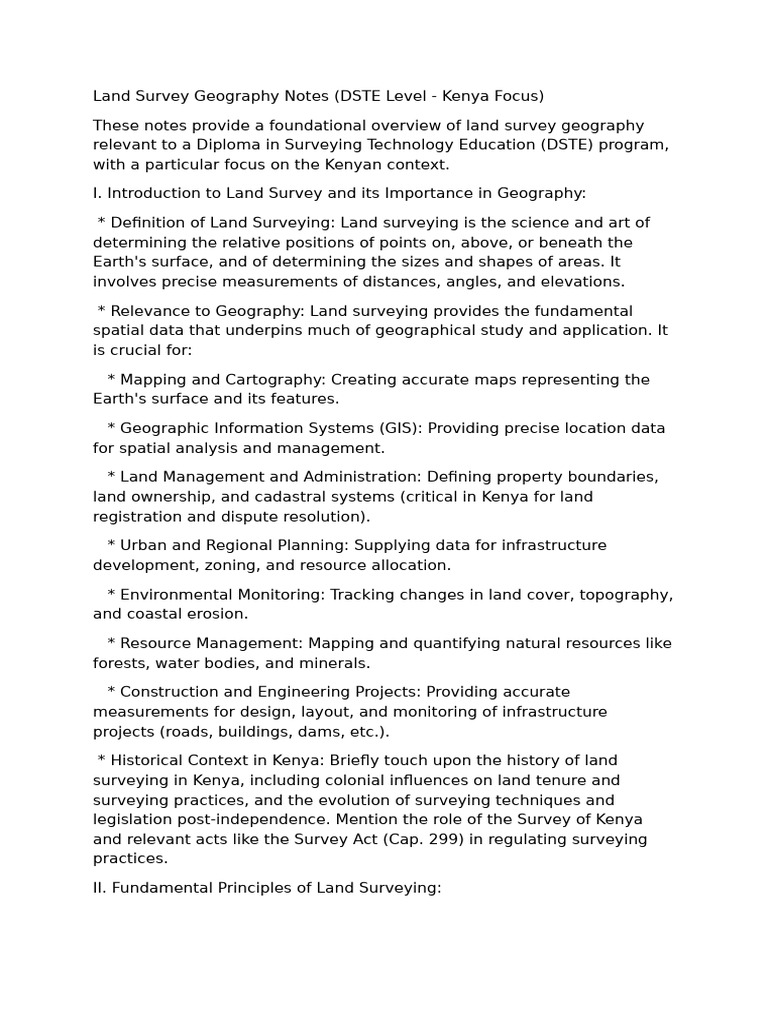 Land Survey Dste Notes | PDF | Surveying | Geography