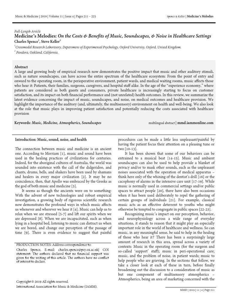 Introduction Music Sound Noise and Healt | PDF | Hospital | Surgery