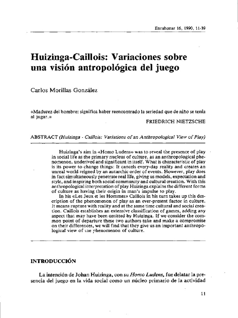 Huizinga y Callois | PDF | Platón | Poesía