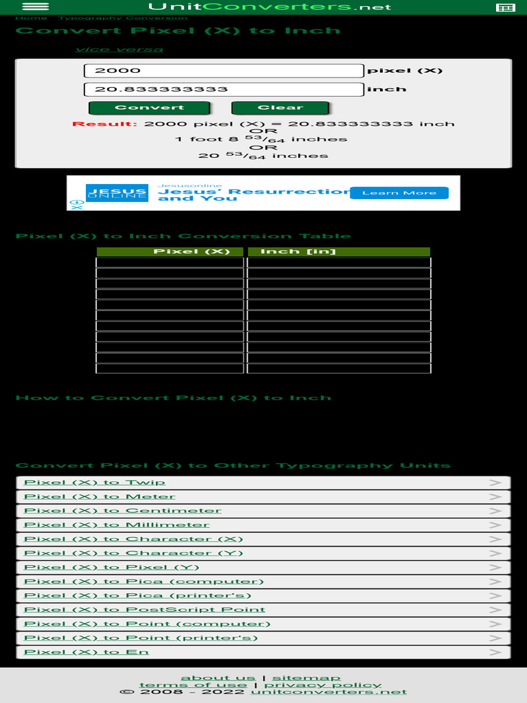 Convert Pixels to Inches Easily | PDF