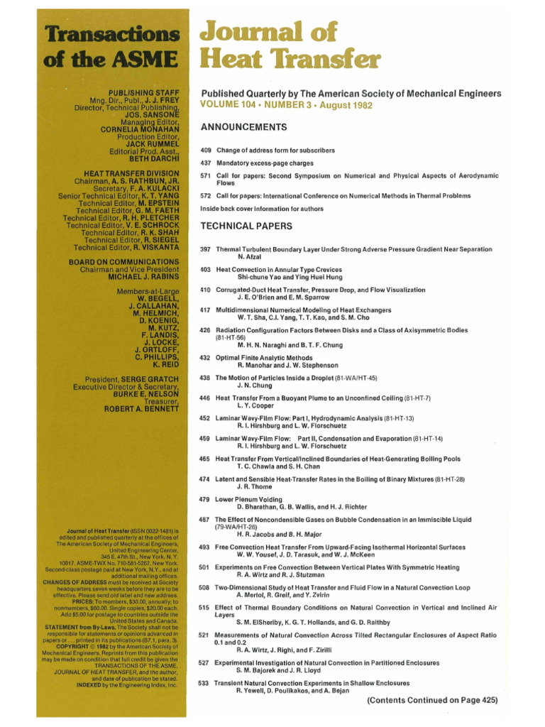 Heat Transfer Journal Overview | PDF | Boundary Layer | Heat Transfer