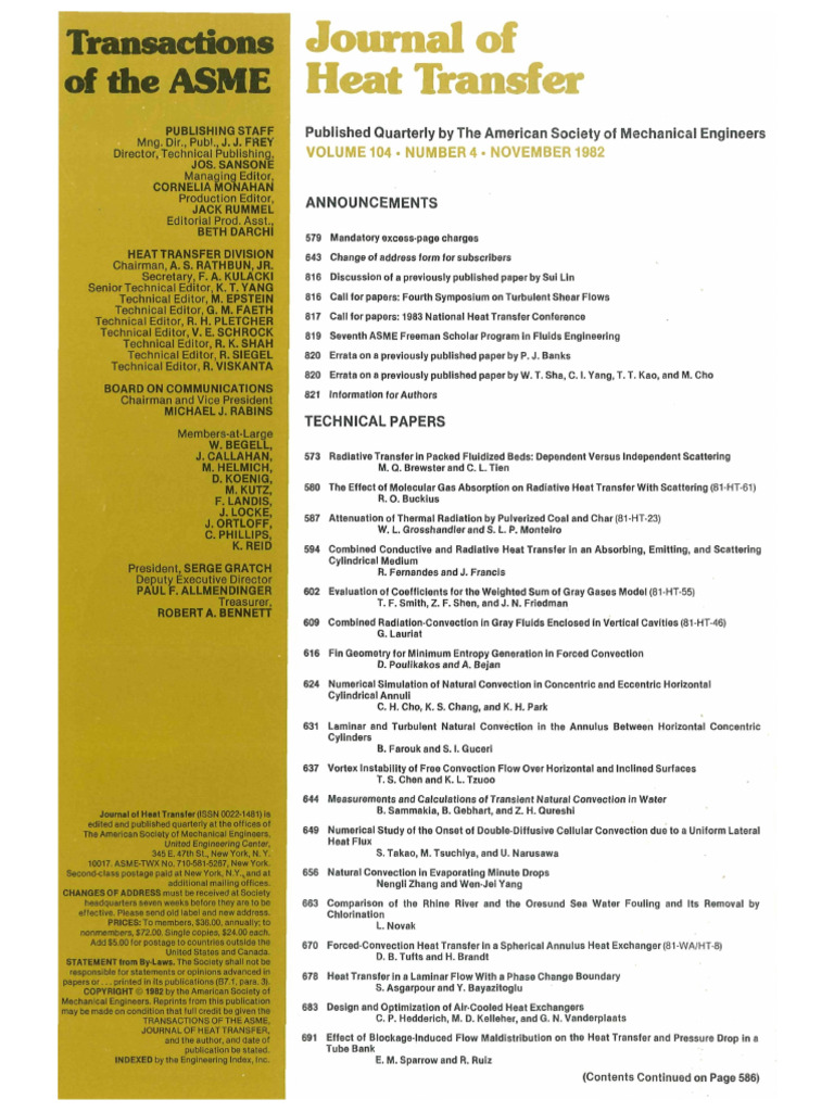 ASME Journal of Heat Transfer Overview | PDF | Scattering | Convection