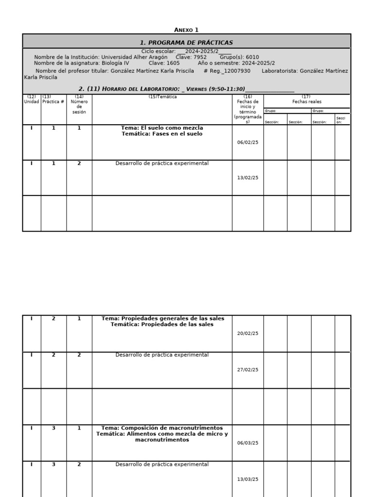 Programa de Practicas Quimica 2020 | PDF | Compuestos orgánicos | Compuestos químicos