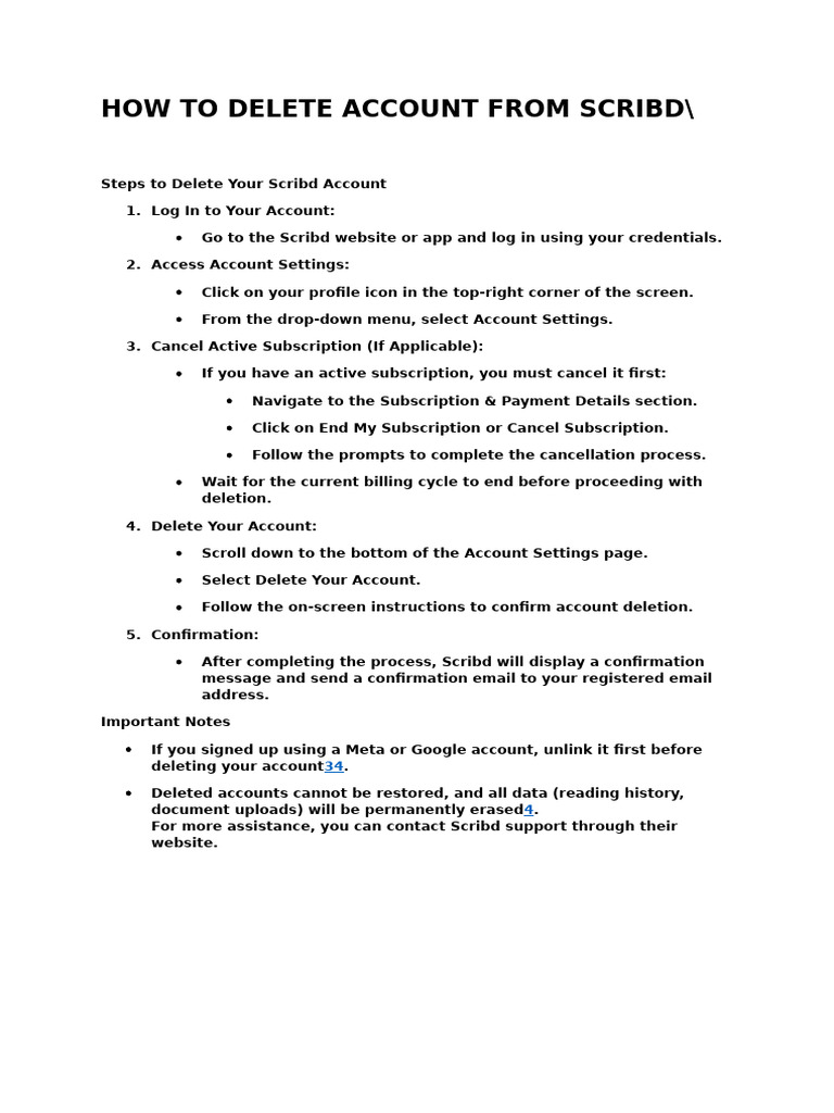 How To Delete Account From Scribd | PDF