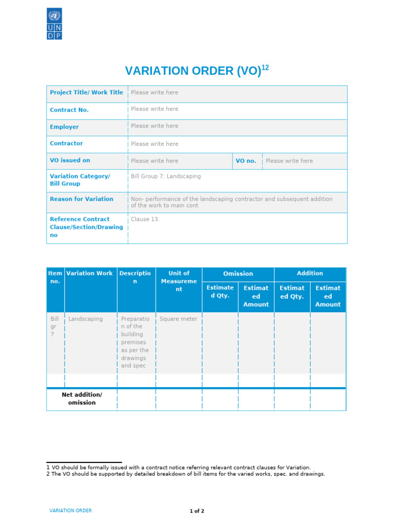 12 Variation order | PDF